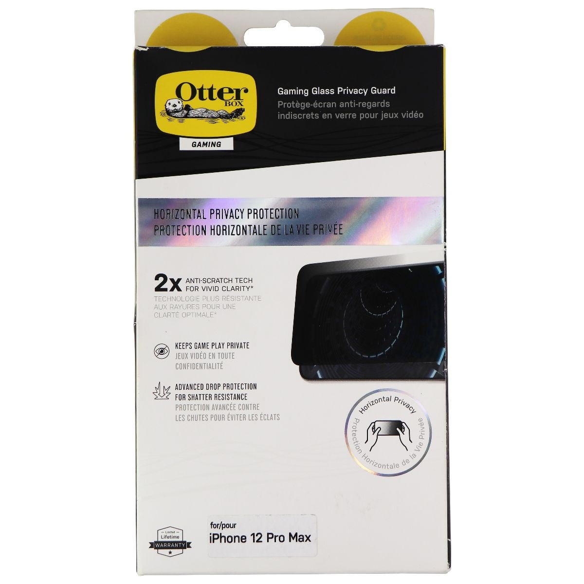 Otterbox Gaming Glass Privacy Guard iPhone 12 Pro Max Screen Protector ...
