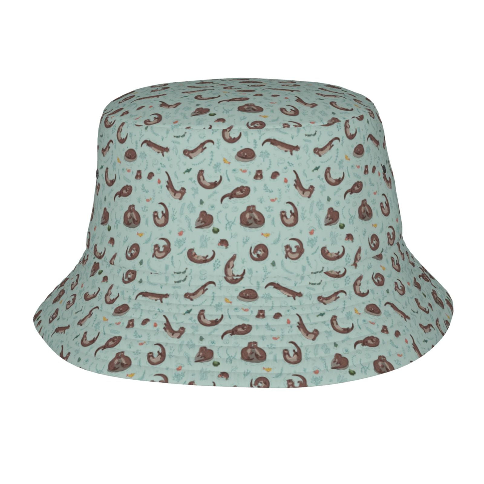 Otters Pattern Bucket Hats for Men Women Beach Sun Hat Outdoor Travel ...
