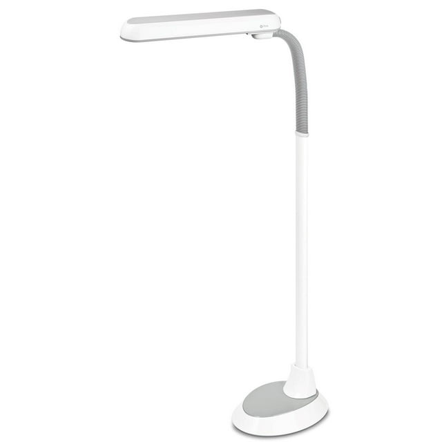 Ottlite 24 Watt Extended Reach Floor Lamp with Flexible Neck, White and ...