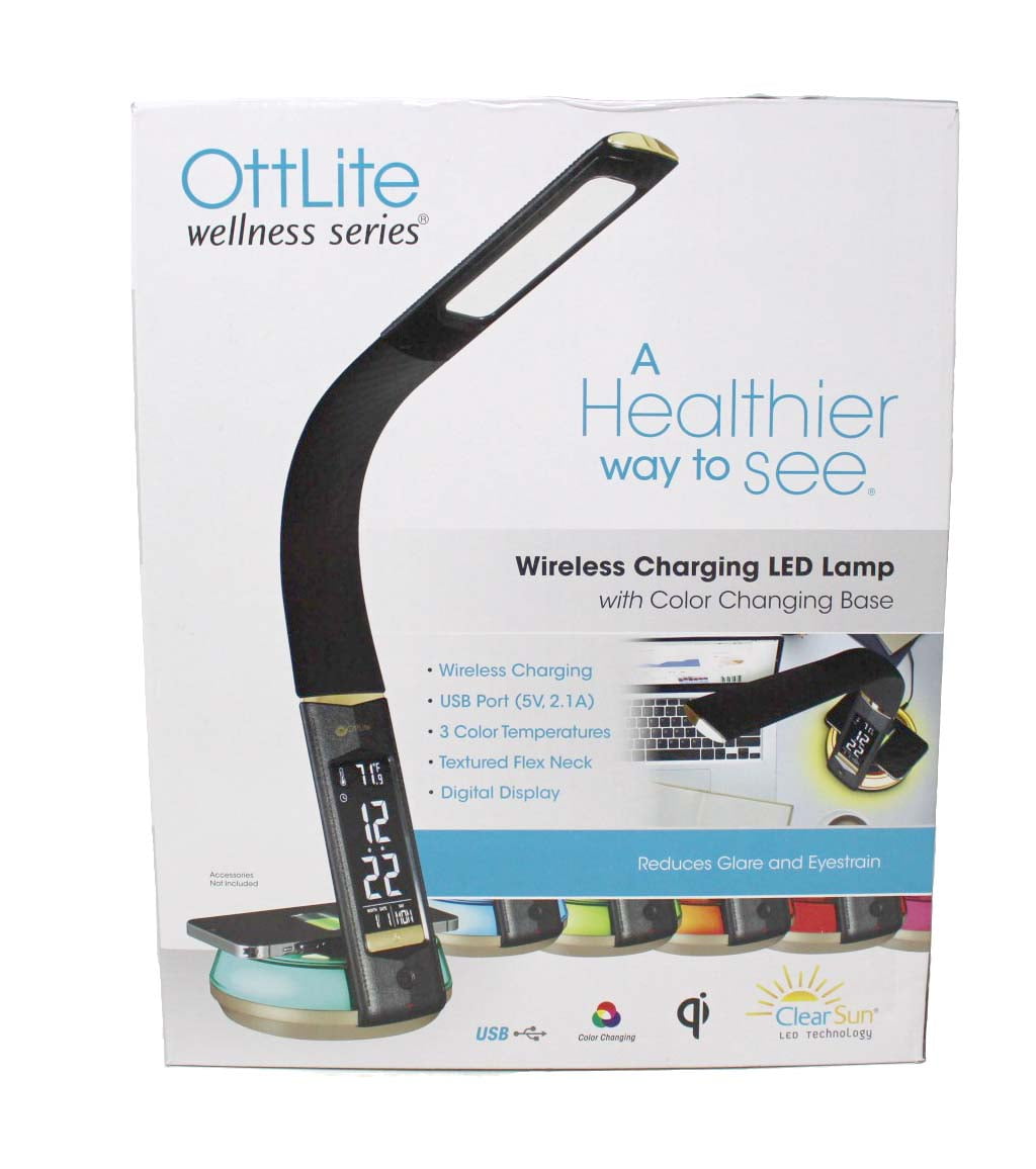 OttLite 13" Bedroom Modern USB Port Painted Table Lamp - Walmart.com