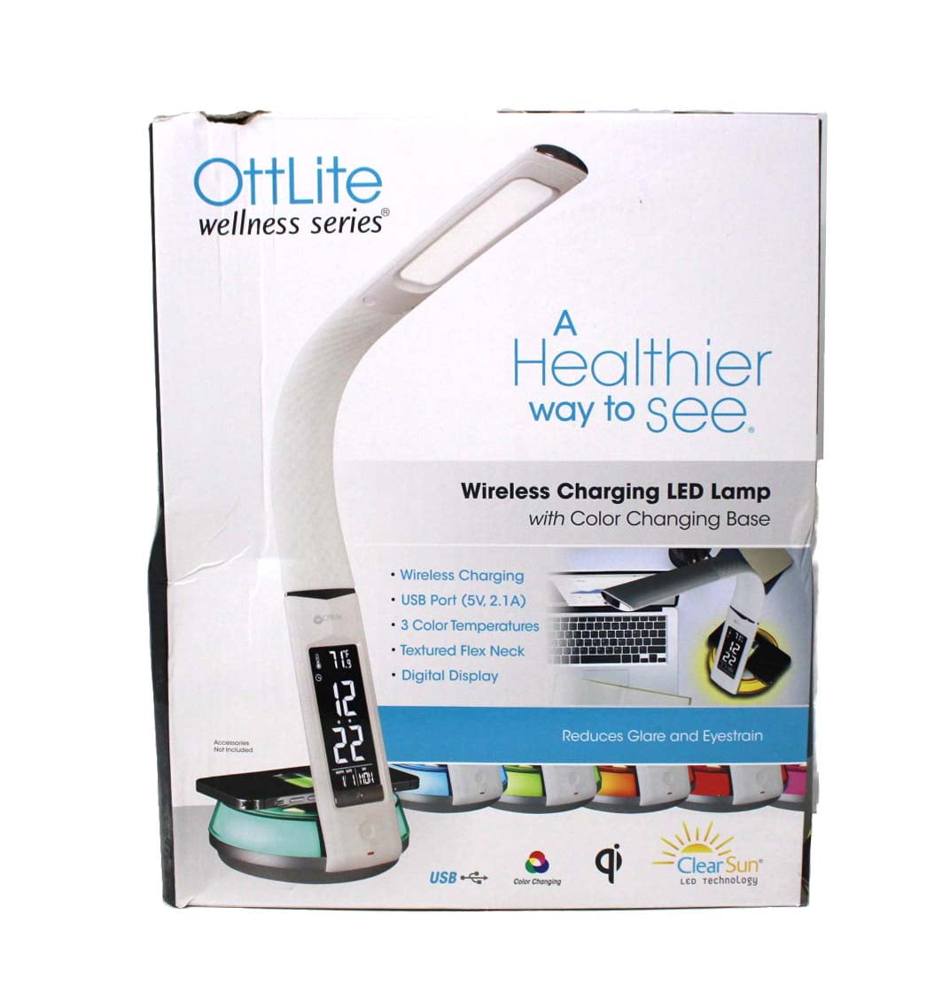 Ottlite Wellness Series Daylight LED Desk Lamp with Natural Sun Charger ...