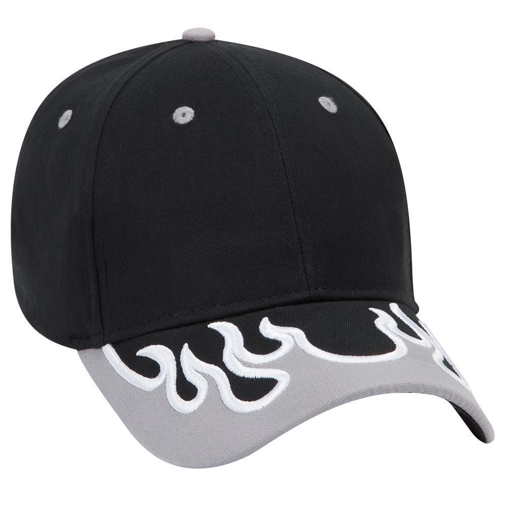 Otto Cap Flame Pattern Visor Brushed Cotton Twill Low Profile Style ...