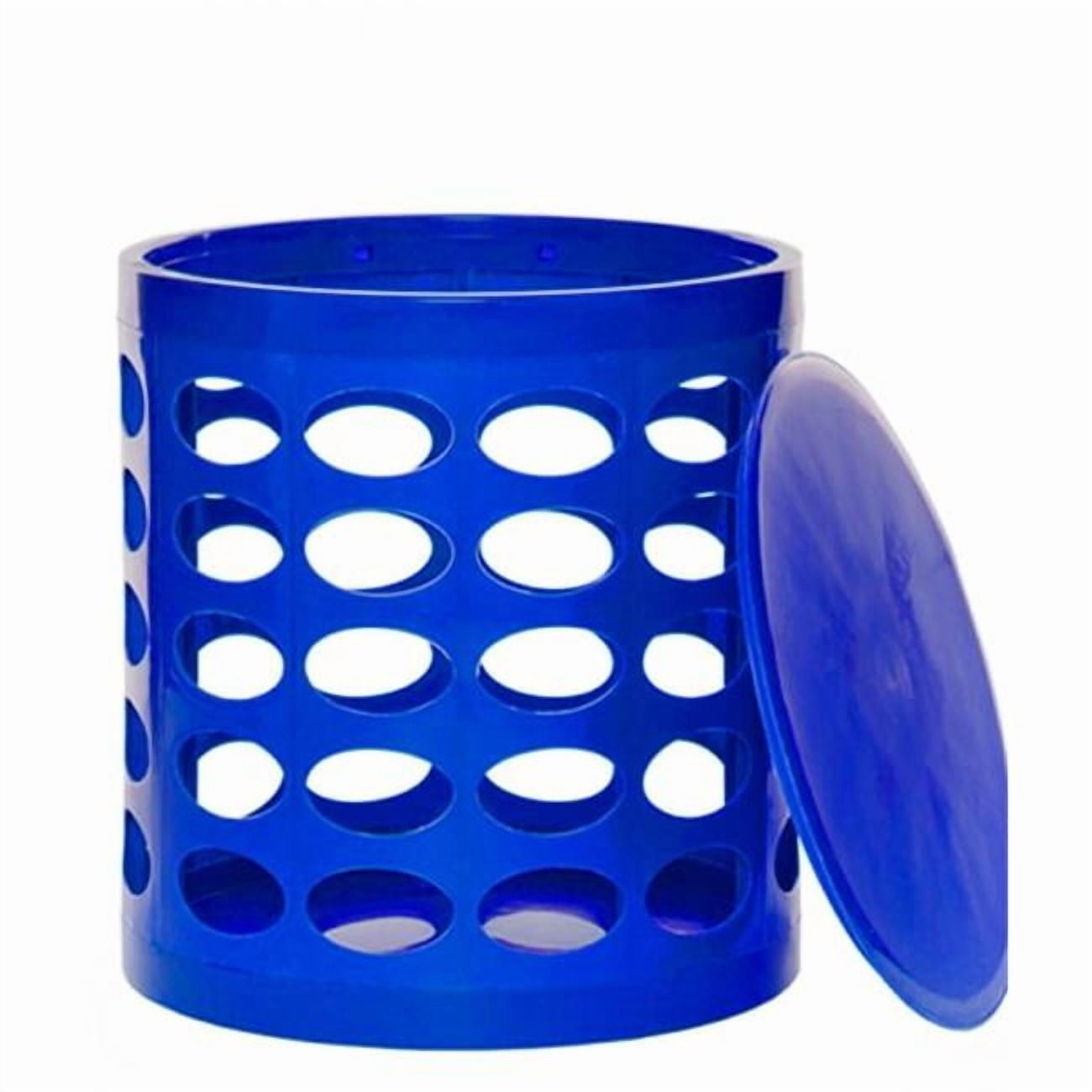 Otto Storage Stool - Round Plastic Storage Ottoman with Oval Perforated ...