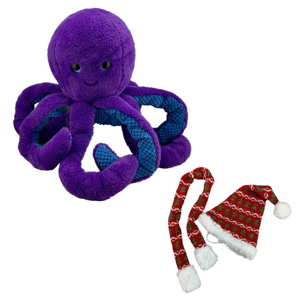 Otto The Octopus 16 inch Plush Toy with Festive Knit Hat & Scarf Combo Soft Stuffed Animal for ...