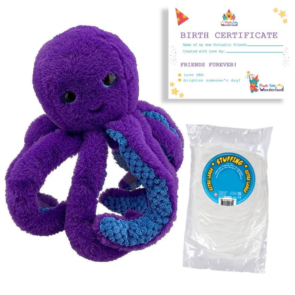 Otto The Octopus 8-Inch Plush Kit with Stuffing & Birth Certificate ...