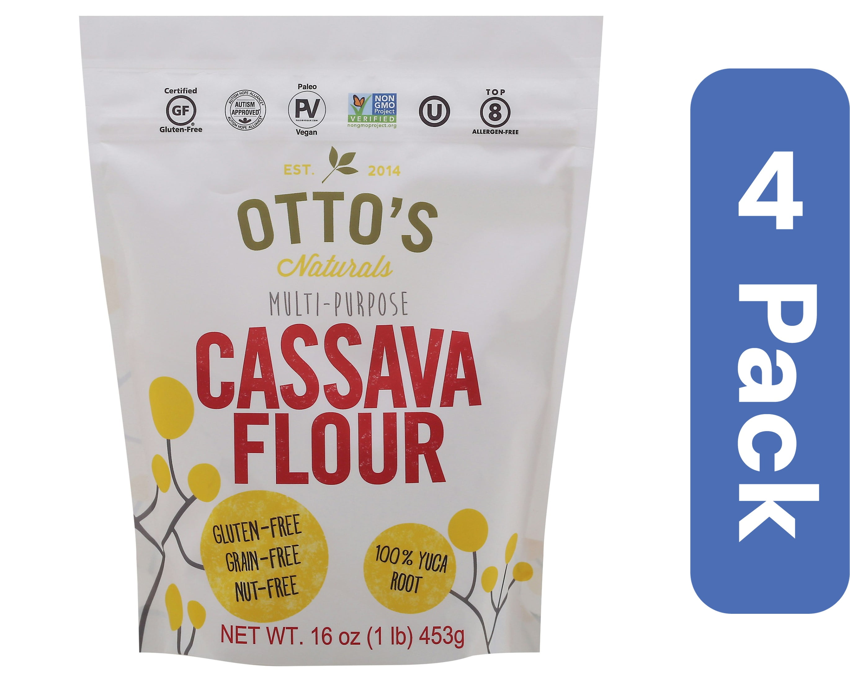 Otto's Naturals Cassava Flour 1 lb (Pack of 4) - Walmart.com