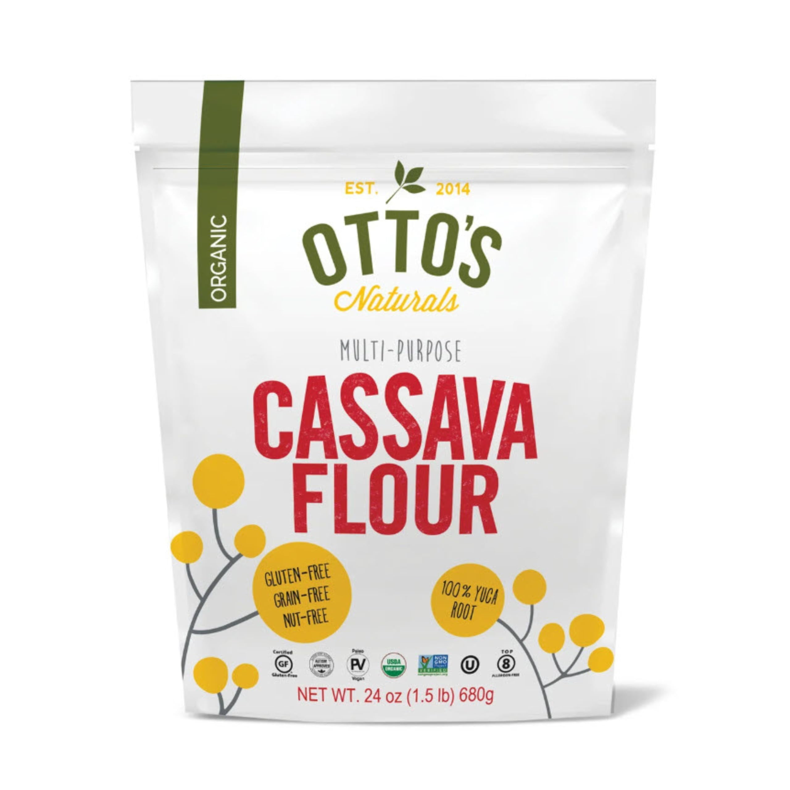 Otto's Naturals Certified Organic Cassava Flour, Gluten Free and Grain ...