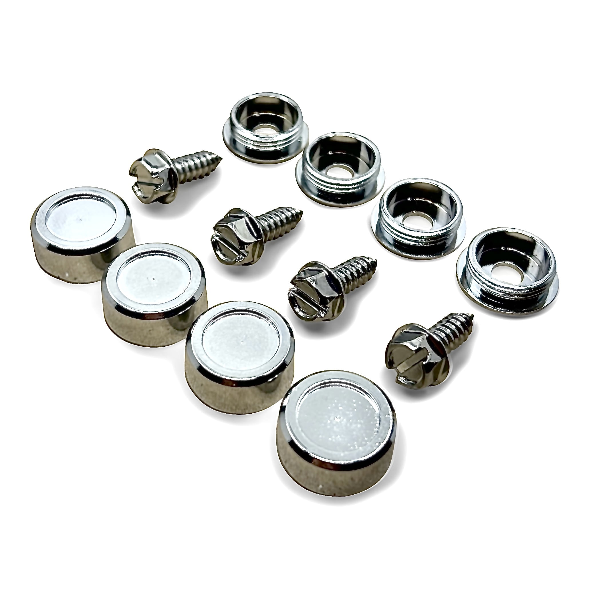 OttoSpeed License Plate Screws with Threaded Screw-on Covers (Chrome ...
