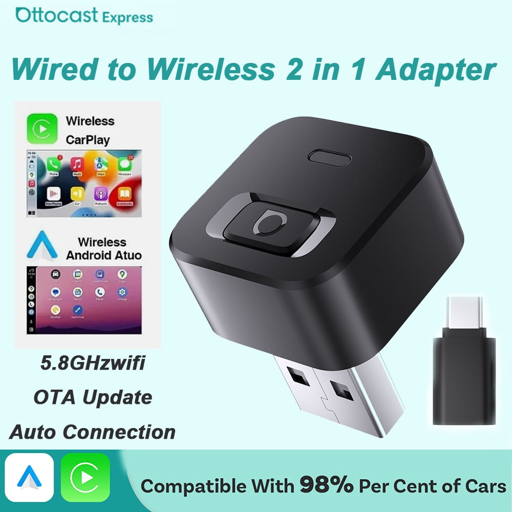 Ottocast Mini Dot Wireless CarPlay Adapter Android Auto, 2in1 Car ...