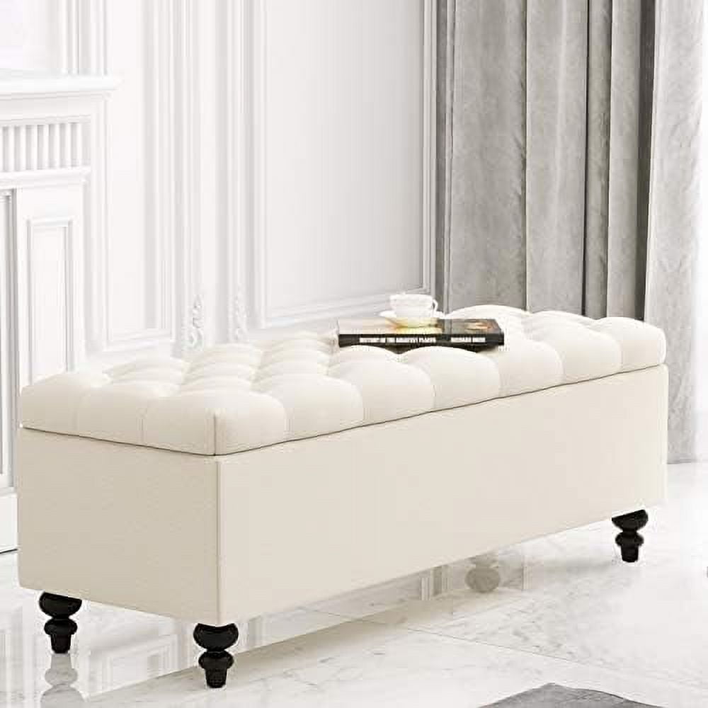 Ottoman with 51-inch Ottoman Bench with Button-Tufted Bedroom Bench ...