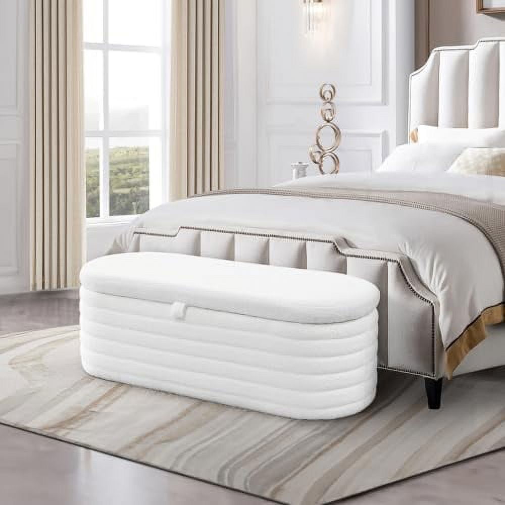 Ottoman Bench For Bedroom End Of Bed Upholstered Boucle Bench Modern