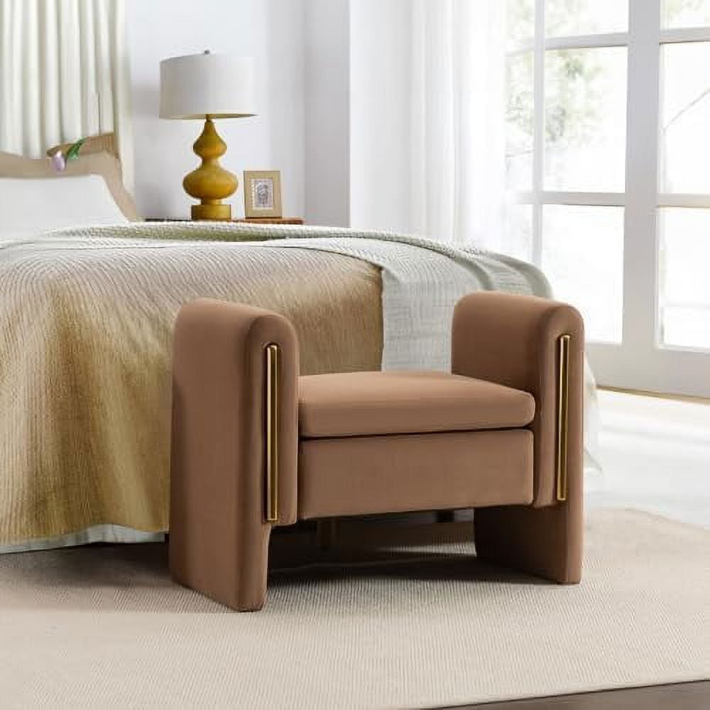Ottoman Bench End of Bed, 33"W Modern Velvet Fabric Entryway Bench ...