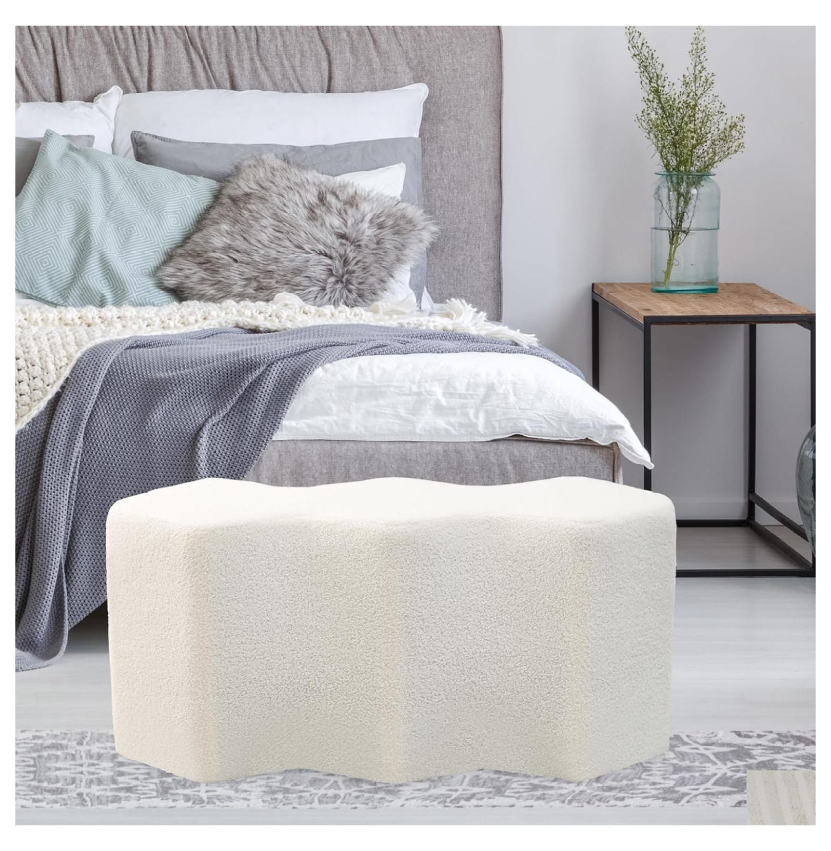 Ottoman Bench, Multi-Functional Foot Rest Stool Coffee Table for Living ...