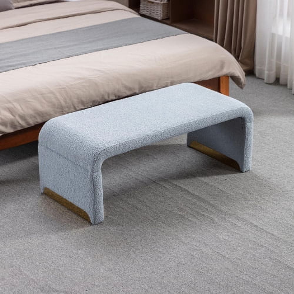 Ottoman Bench, Upholstered Bedroom Benches Fabric Footrest Stool Accent ...