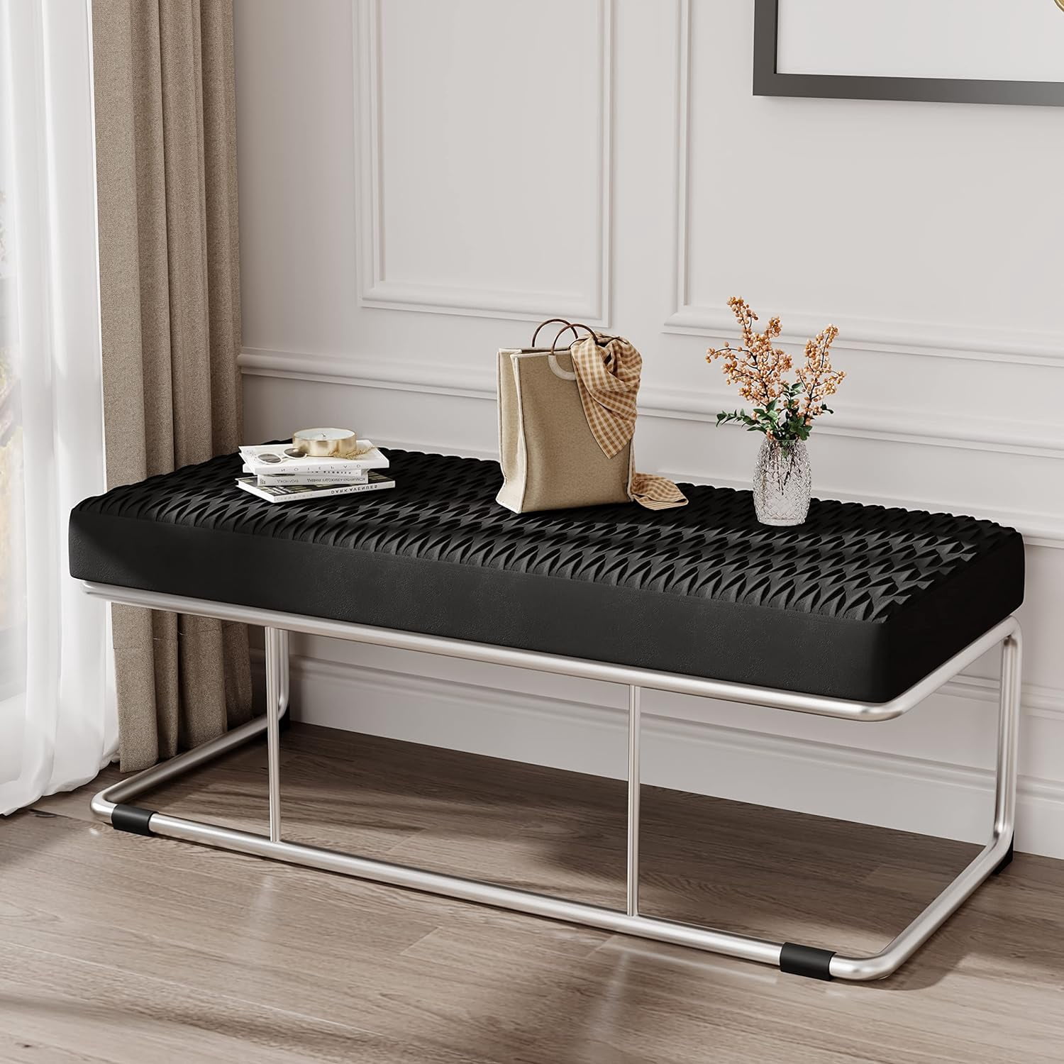 Ottoman Bench Upholstered Tufted Bench with Padded Seat, Footrest Foot ...