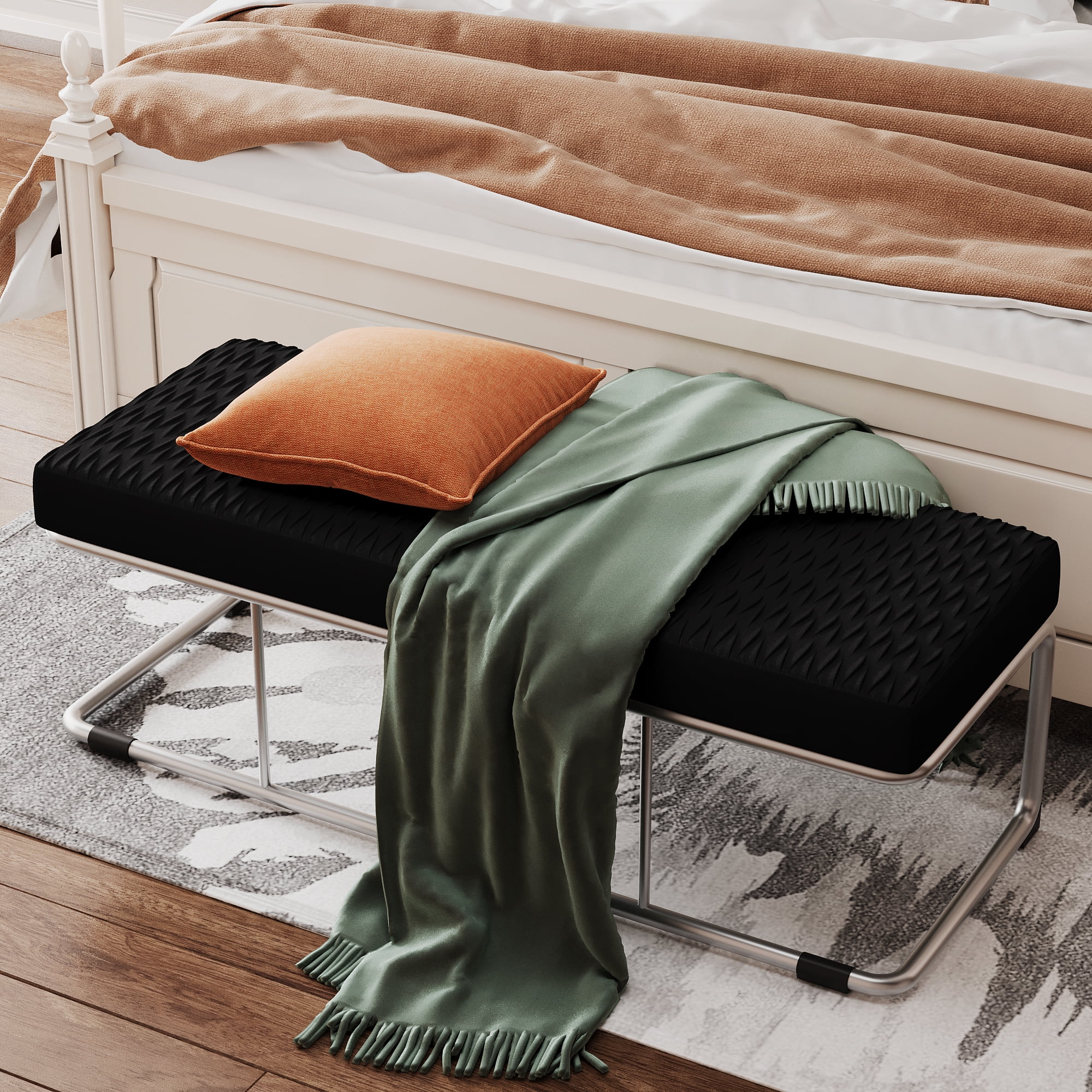 Ottoman Bench Upholstered Tufted Bench with Padded Seat, Footrest Foot ...