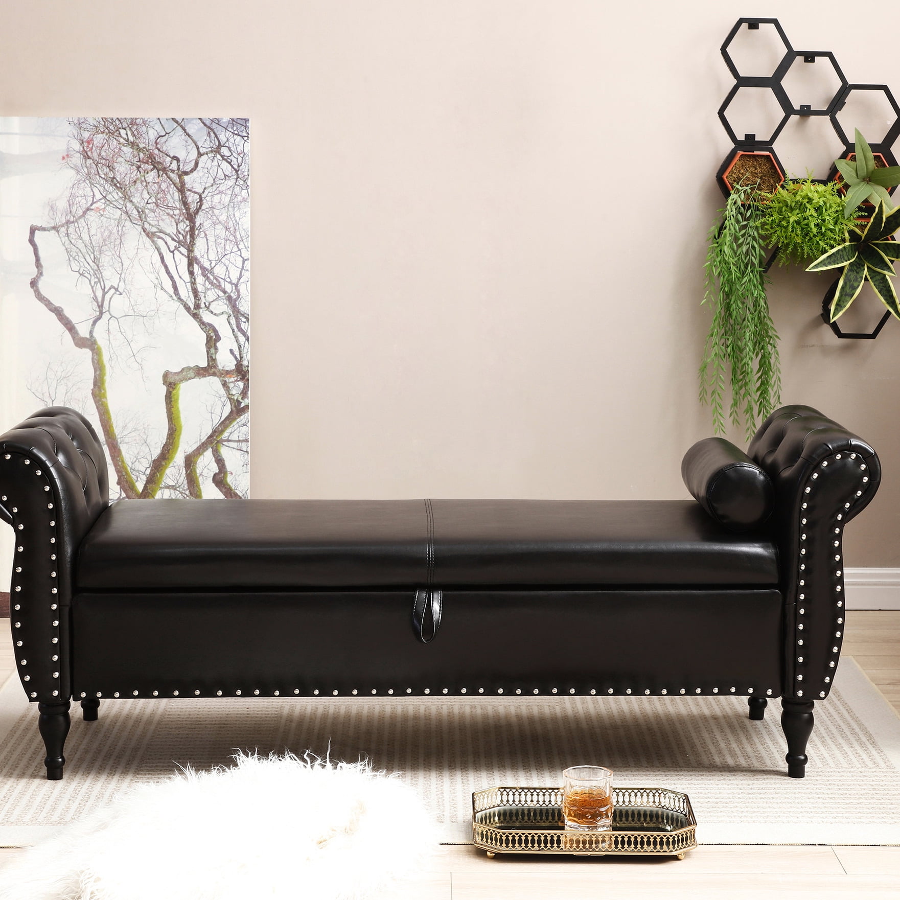 Ottoman Bench with Pillow+Comfortable Seating"-"Window Side/Fireplace ...