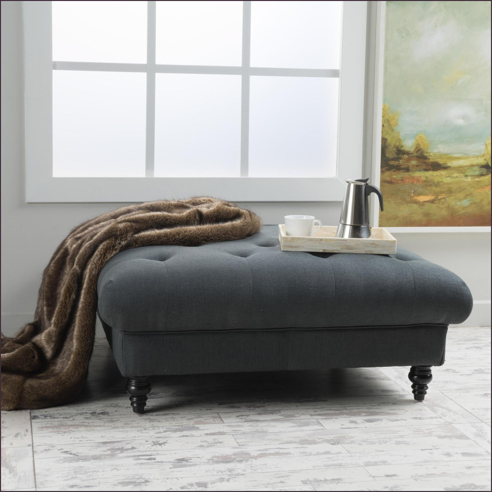 Ottoman, Classic Tufted Cream Fabric - Foot Rest, Extra Seating, Coffee ...