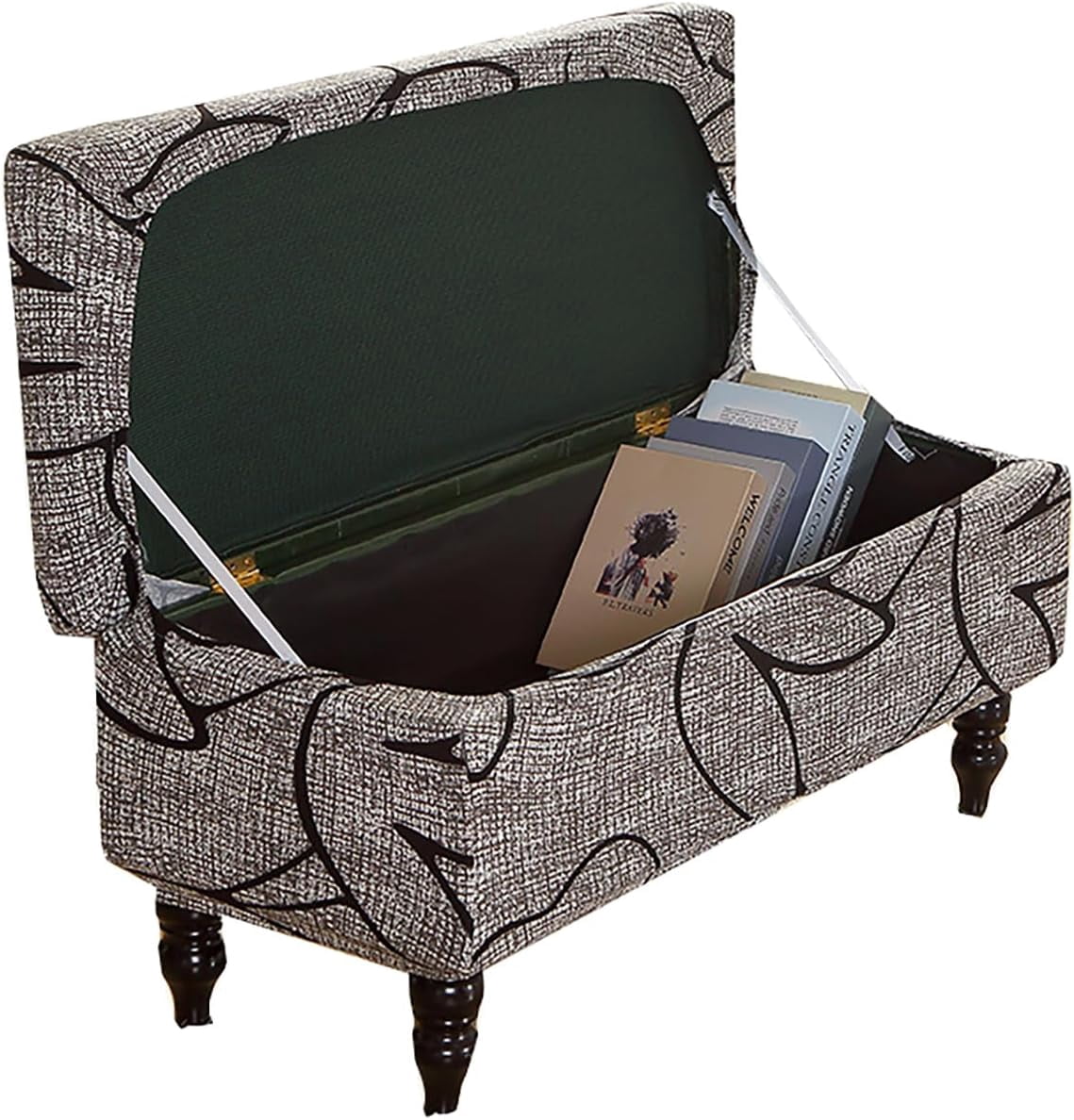 Ottoman Cover Rectangle, Stretch Velvet Storage Ottoman Cover Ottoman ...