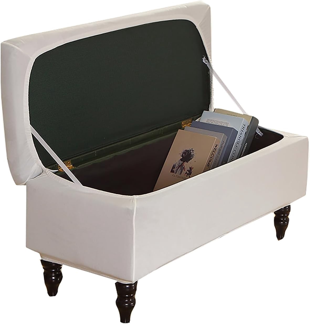 Ottoman Cover Rectangle, Stretch Velvet Storage Ottoman Cover Ottoman ...