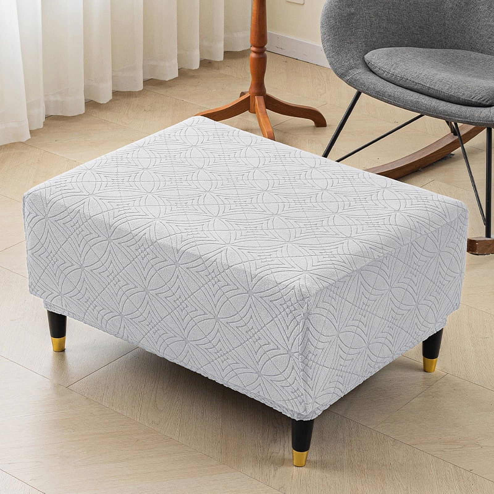 Ottoman Cover Square Thick and Stretchable Ottoman Slipcover for Square ...