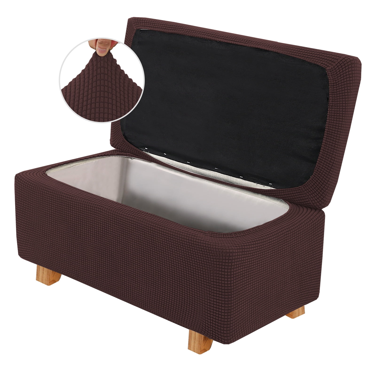 Ottoman Cover Stretch Storage Ottoman Bench Slipcover Jacquard Folding ...