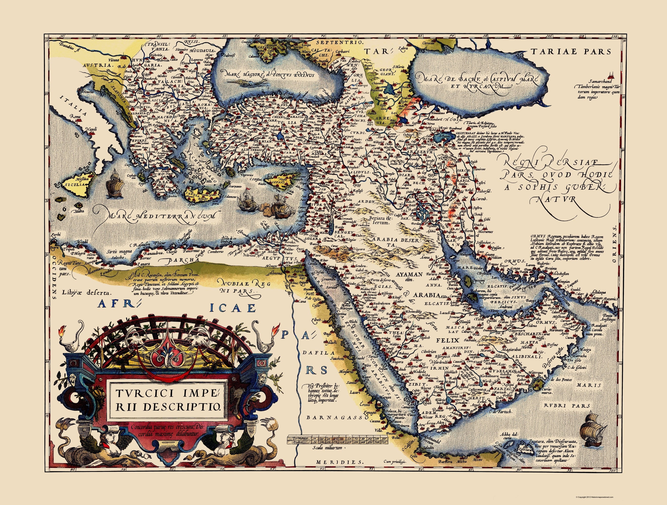 Historic Map - Ottoman Empire - Ortelius 1595 - 23 x 30.40 - Vintage ...