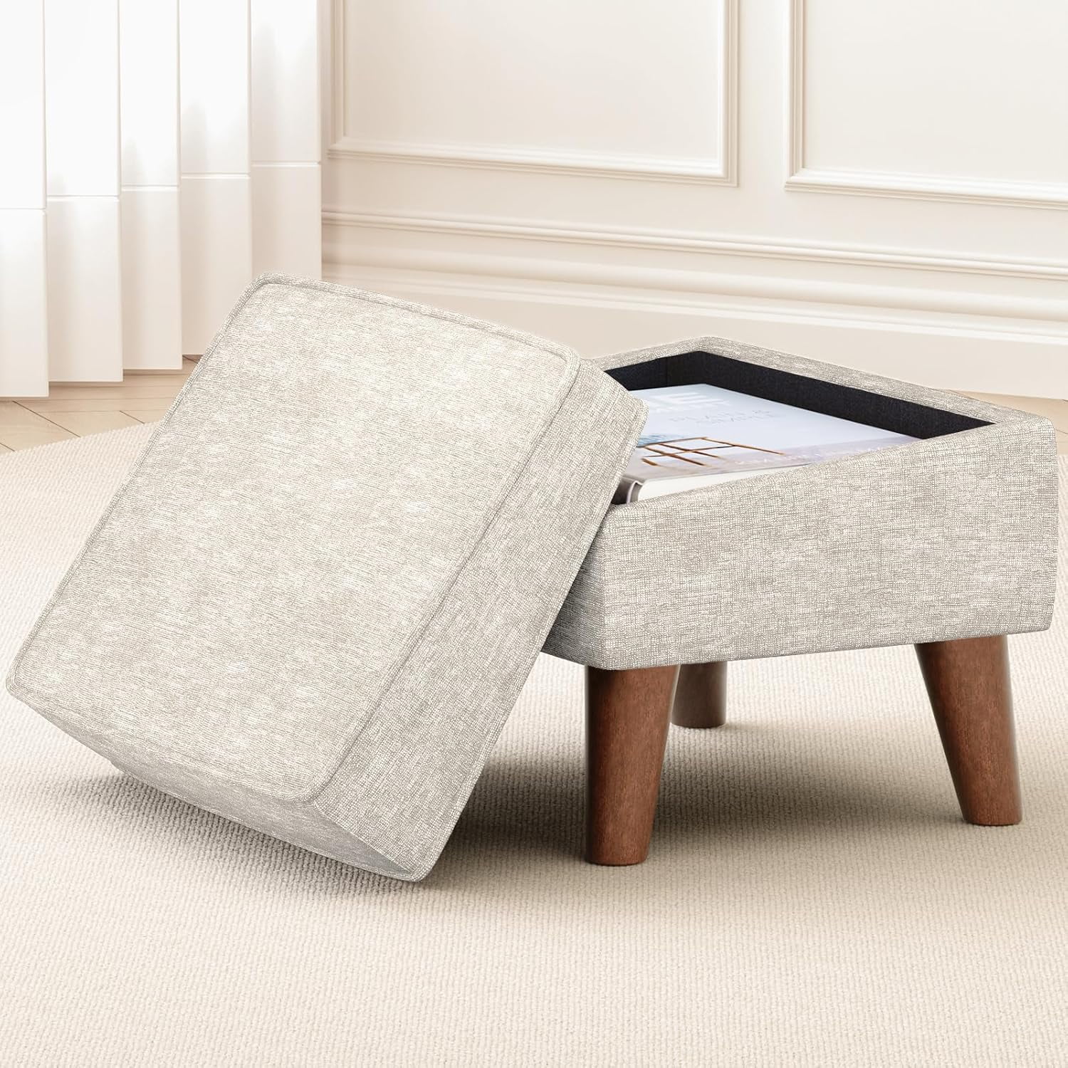 Ottoman Foot Rest, Small Footstool Ottoman with Storage, Modern Foot ...