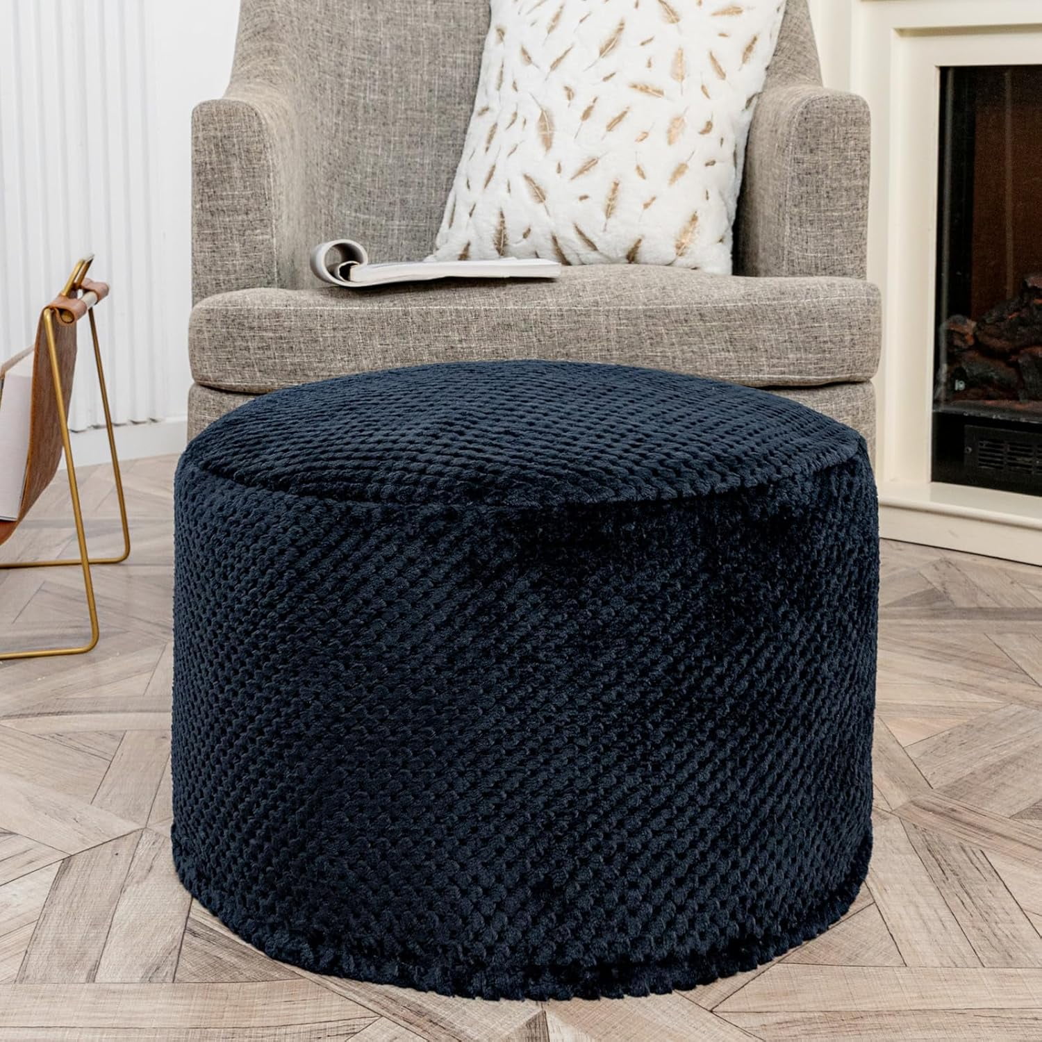 Ottoman Foot Rest Stuffed, Round Boho Floor Poof Seating,Armchair Foot ...