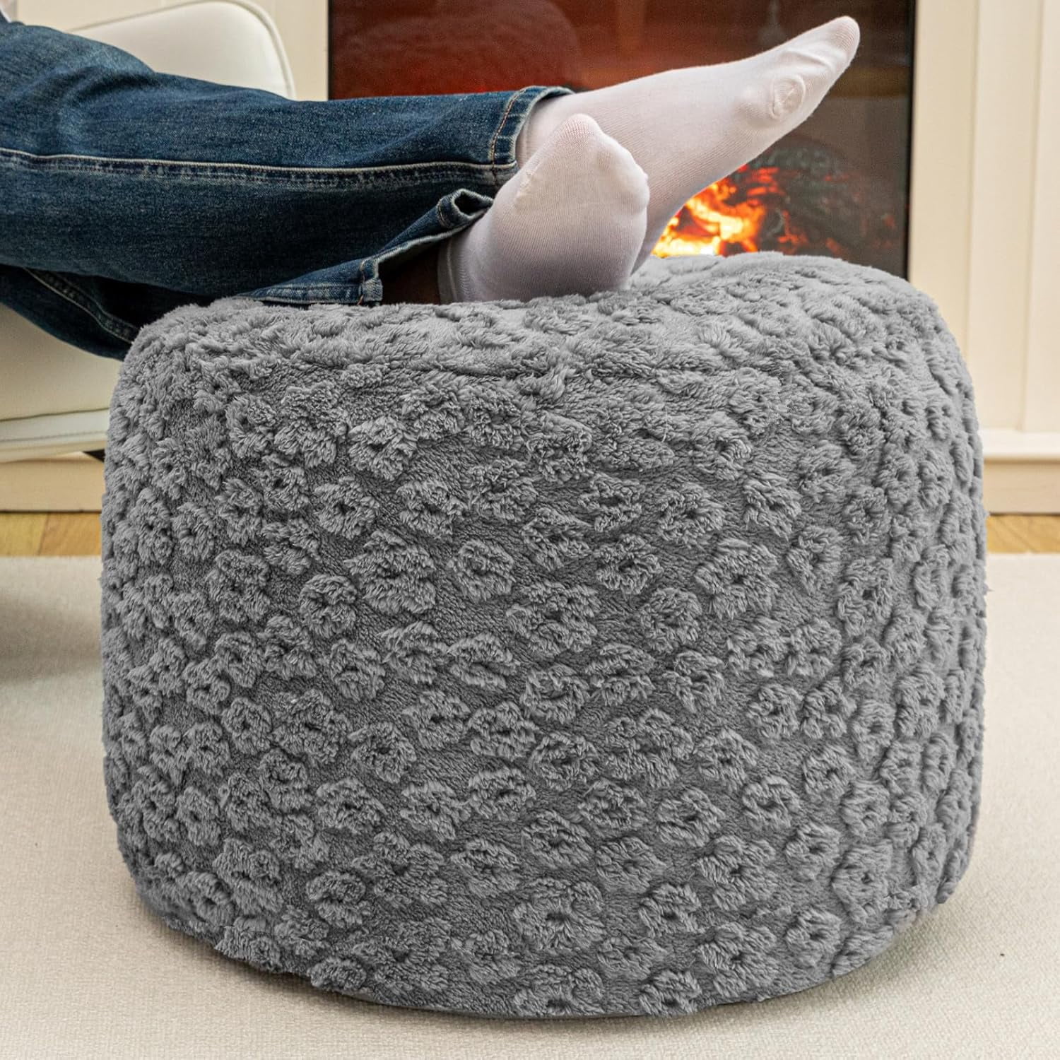 Ottoman Foot Rest Stuffed Round Boho Floor Poof Seating Armchair ...
