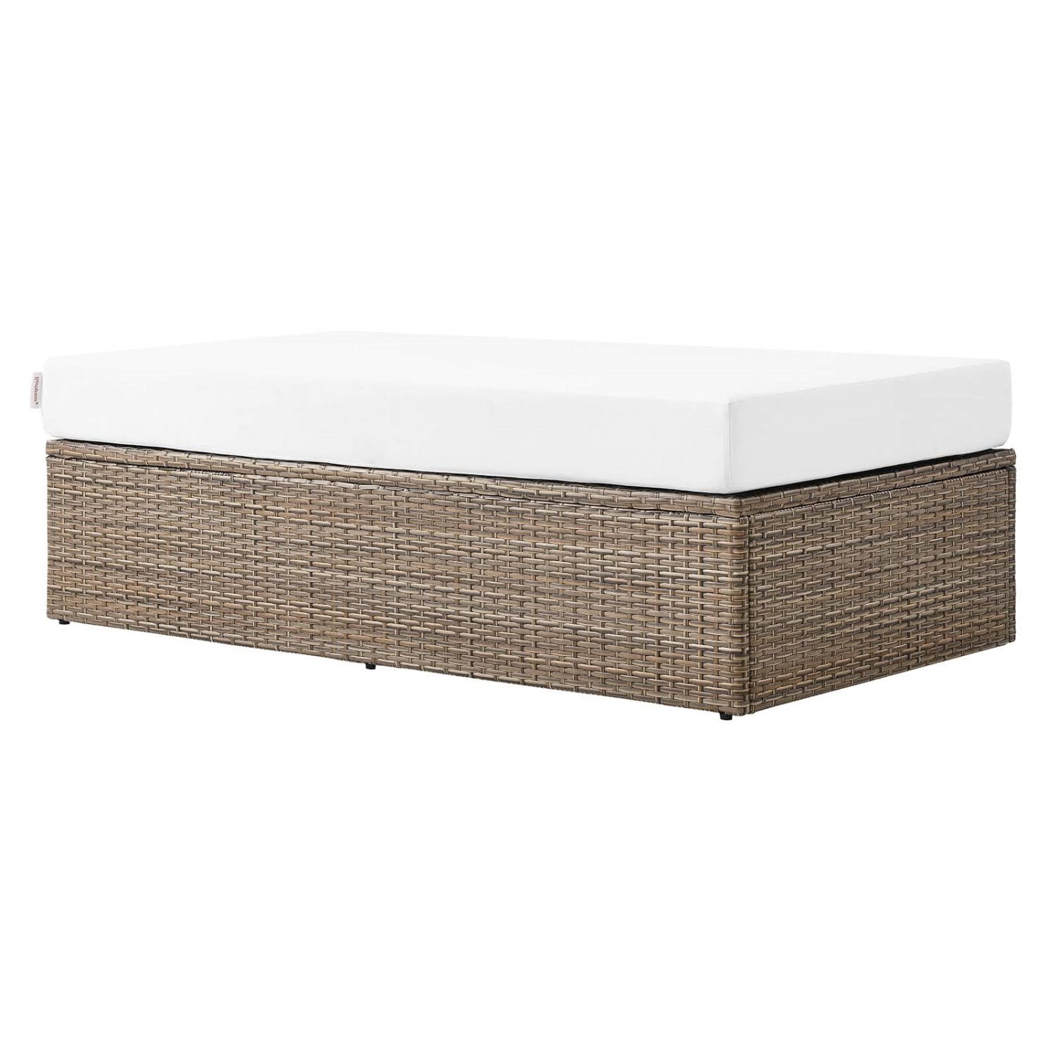 Ottoman Lounge Chair, White, Fabric, Outdoor Patio Balcony Cafe Bistro ...