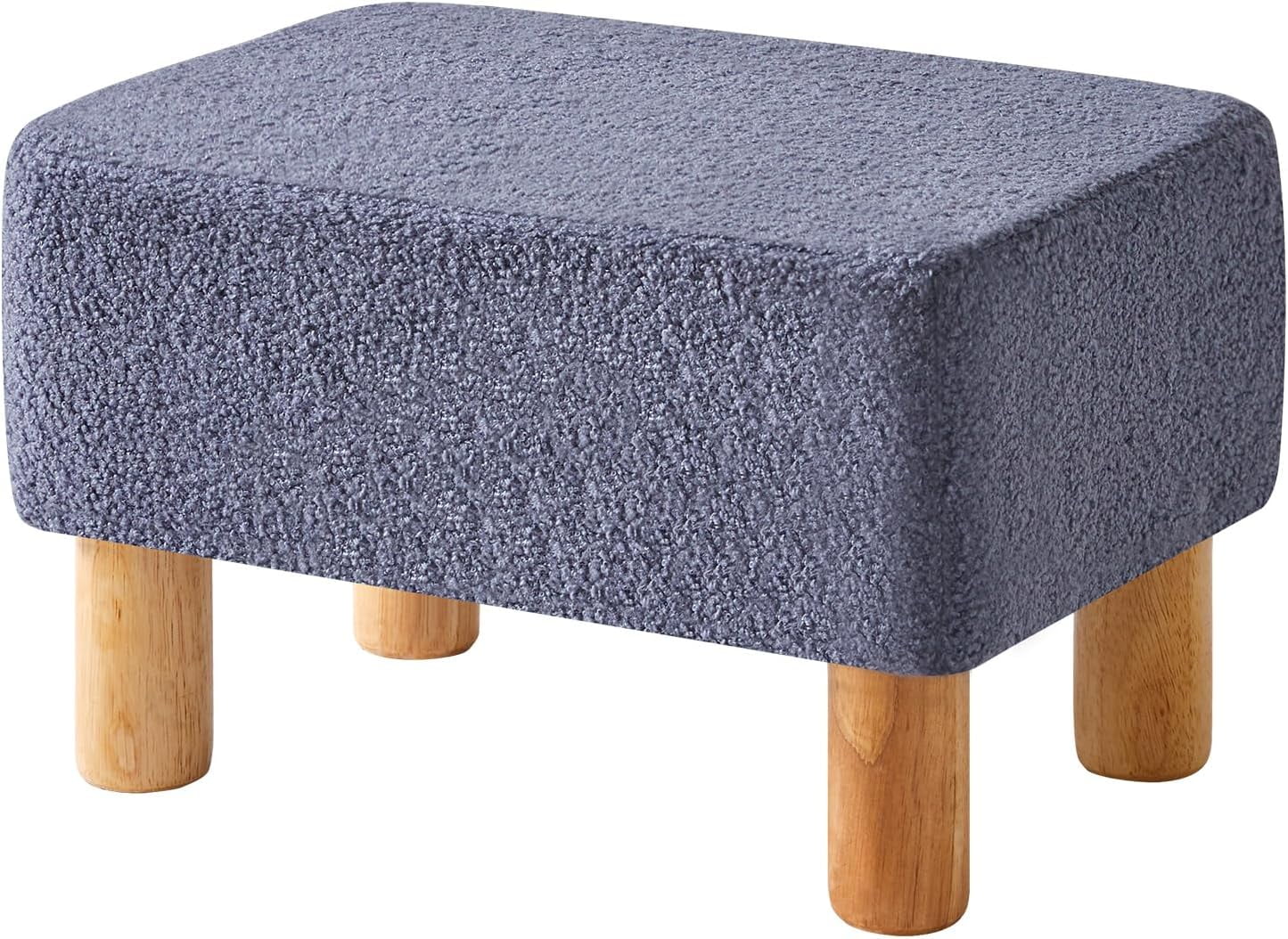 Ottoman, Modern Footrest with Soft Padded Seat, Teddy Velvet Foot Stool ...