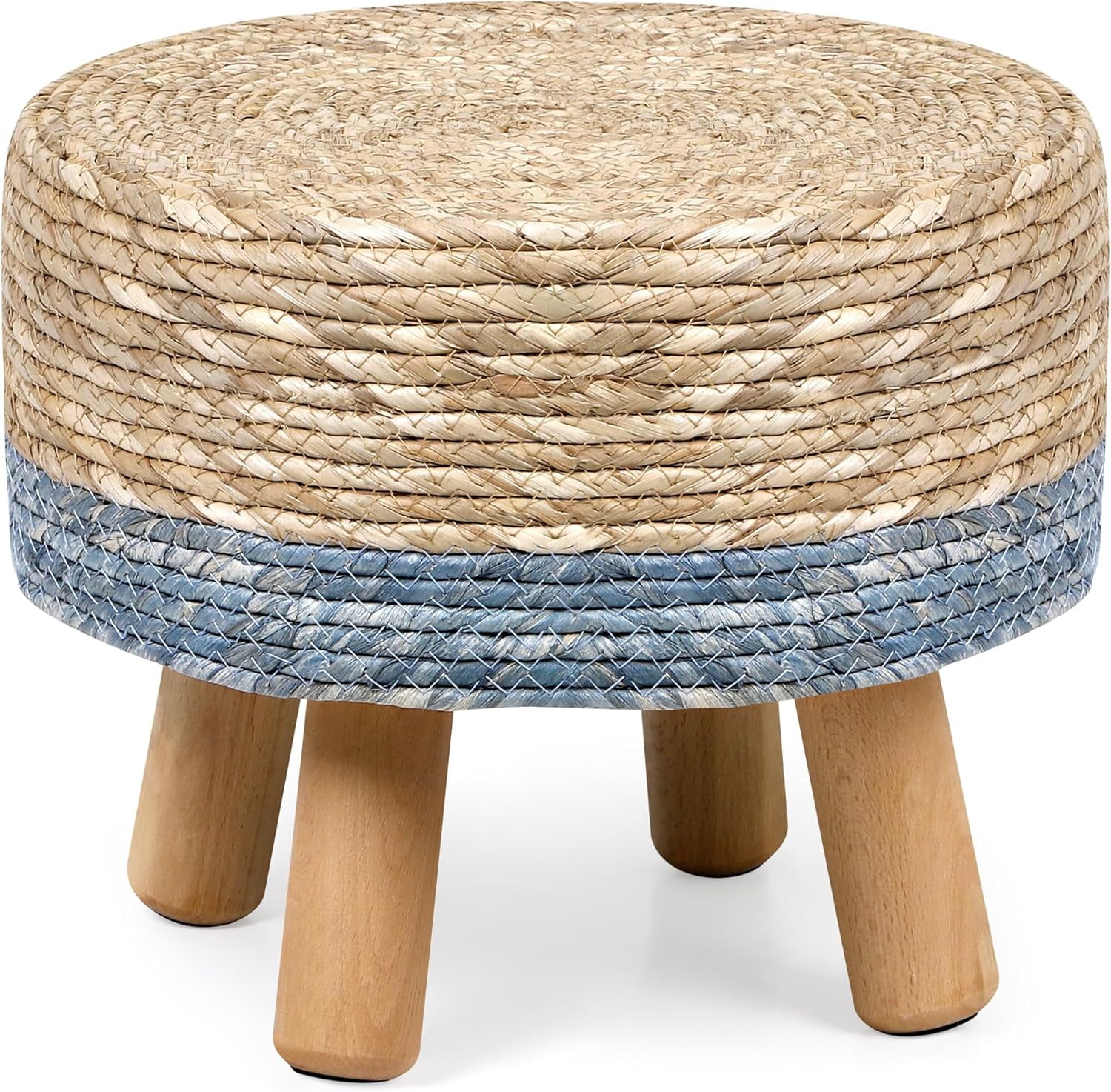 Ottoman, Natural Seagrass Footrest, Pouf Hand Weave Round Foot Stool ...