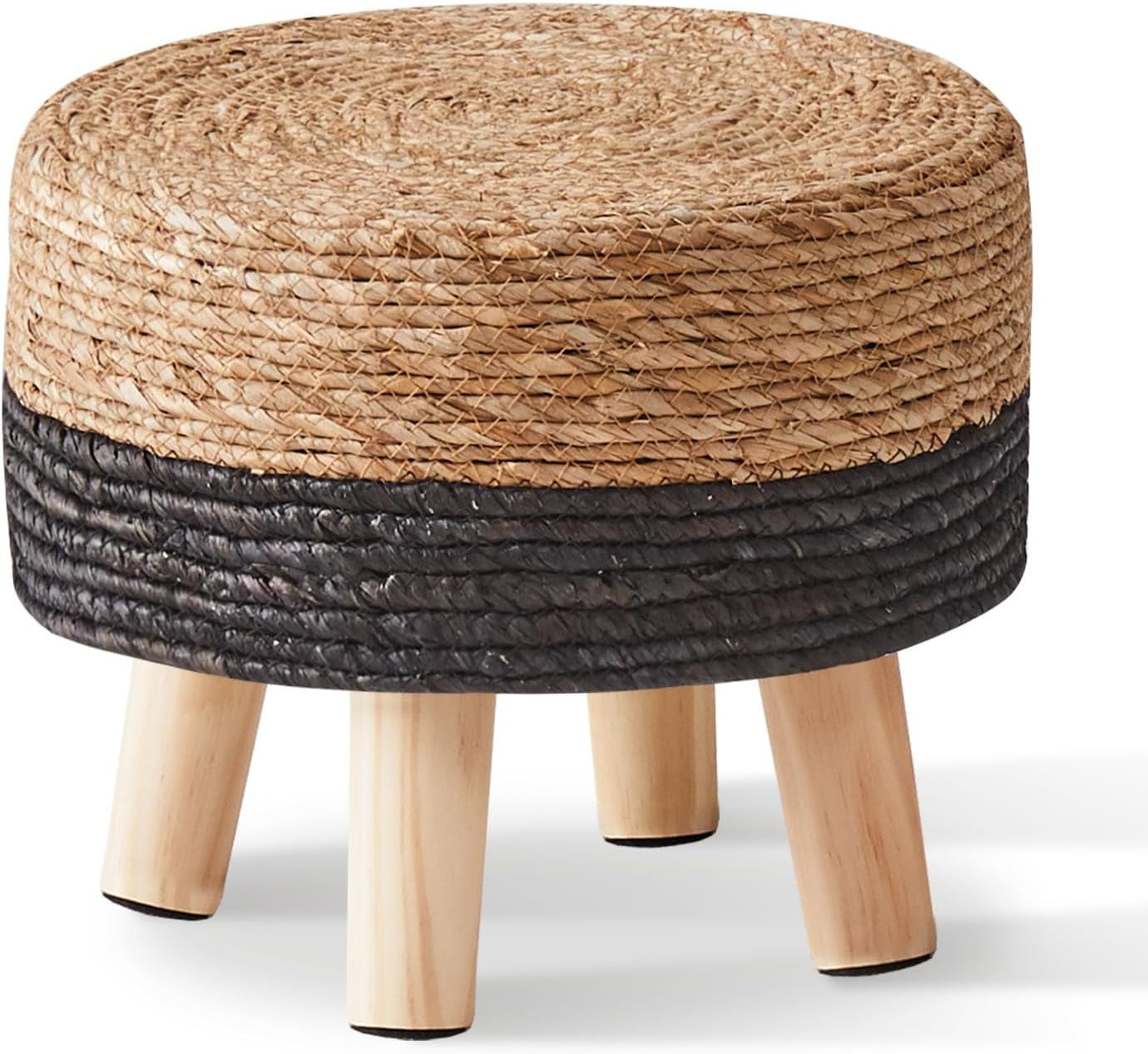 Ottoman Natural Seagrass Footrest Poufs Hand Weave Round Foot Stool for ...