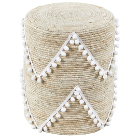 dxynlzq Round Foot Stool Natural Seagrass Poufs Ottoman Hand Weave ...
