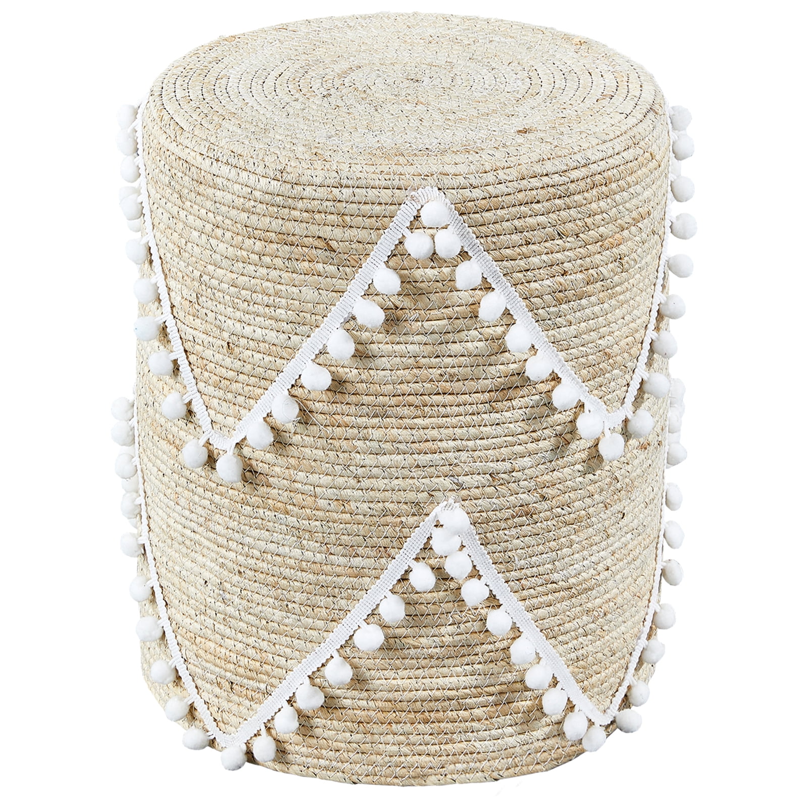 Handwoven Corn Husk Ottoman Pouf, Round Footstool Accent Chair for ...