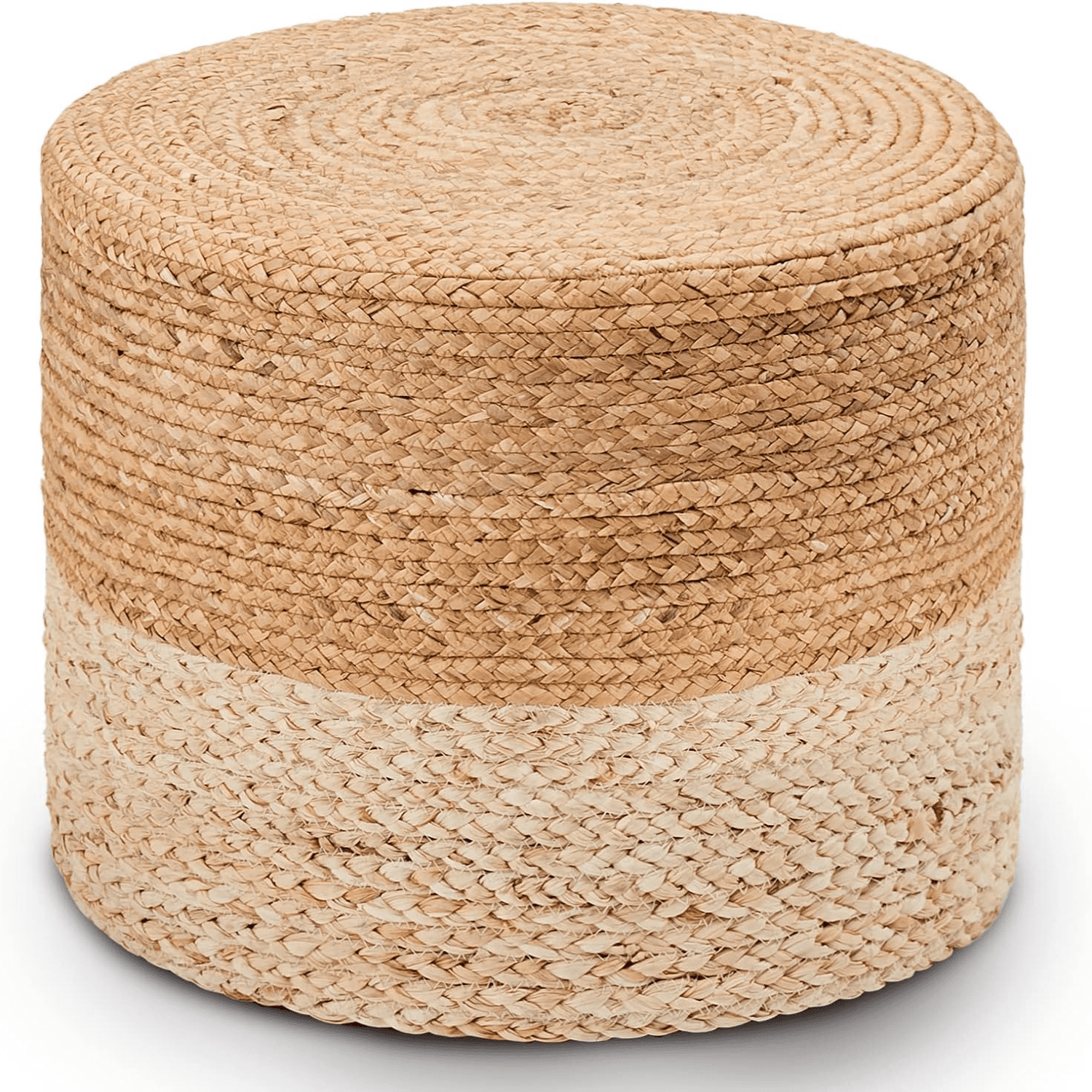 Ottoman Pouf Natural Braided Jute Poof 18'' Outdoor Ottoman for Garden Rustic Handweave Lounge ...