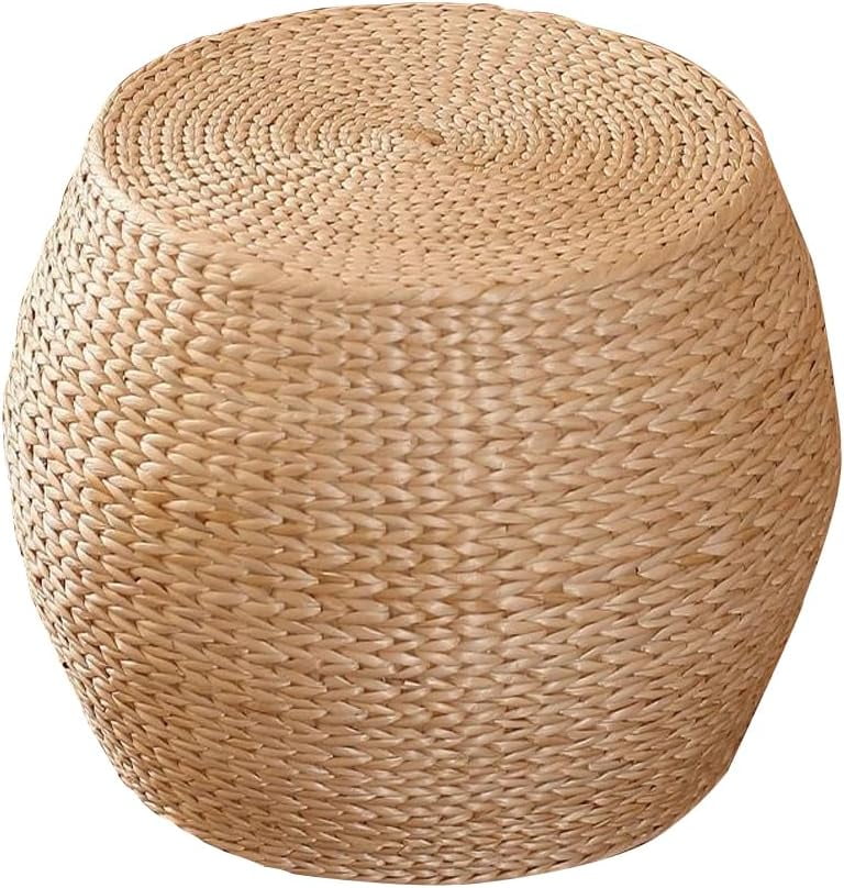 Ottoman Pouf, Natural Braided Poof Round Woven Floor Pillow Natural ...