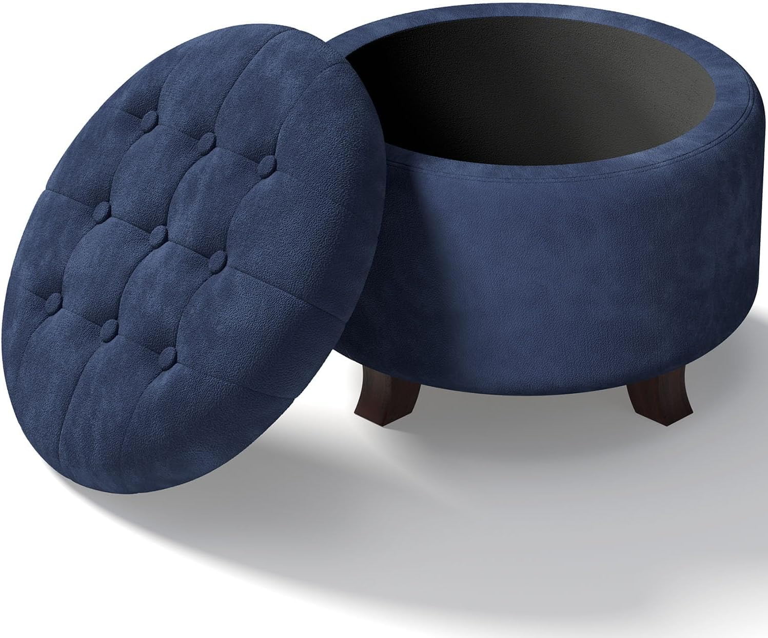 Ottoman,Round Foot Rest Stool, Upholstered Large Ottoman Chair with ...