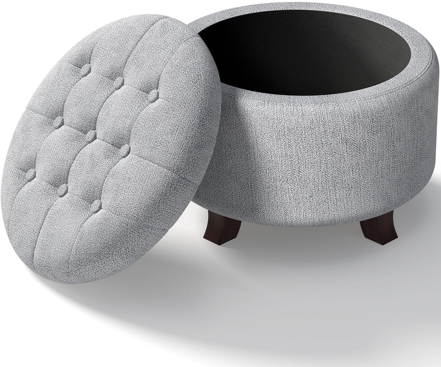 Ottoman Round Foot Rest Stool Upholstered Large Ottoman Chair with ...