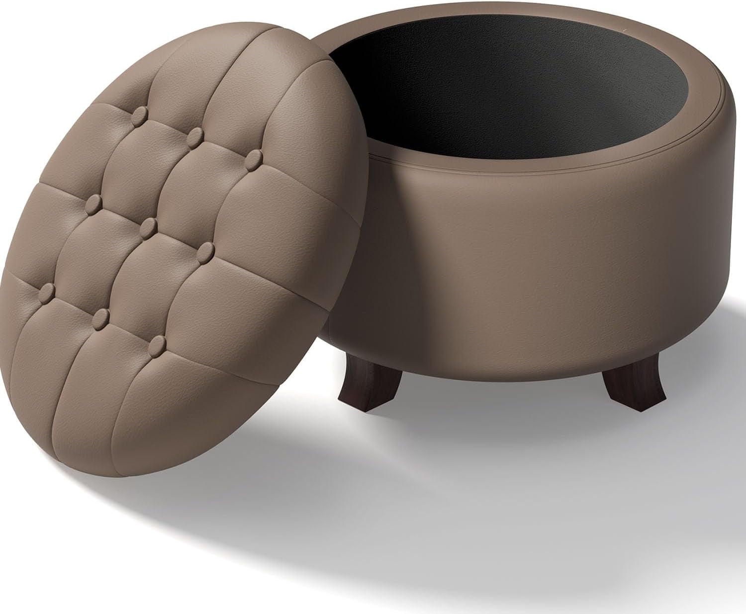 Ottoman Round Foot Rest Stool Upholstered Large Ottoman Chair with ...