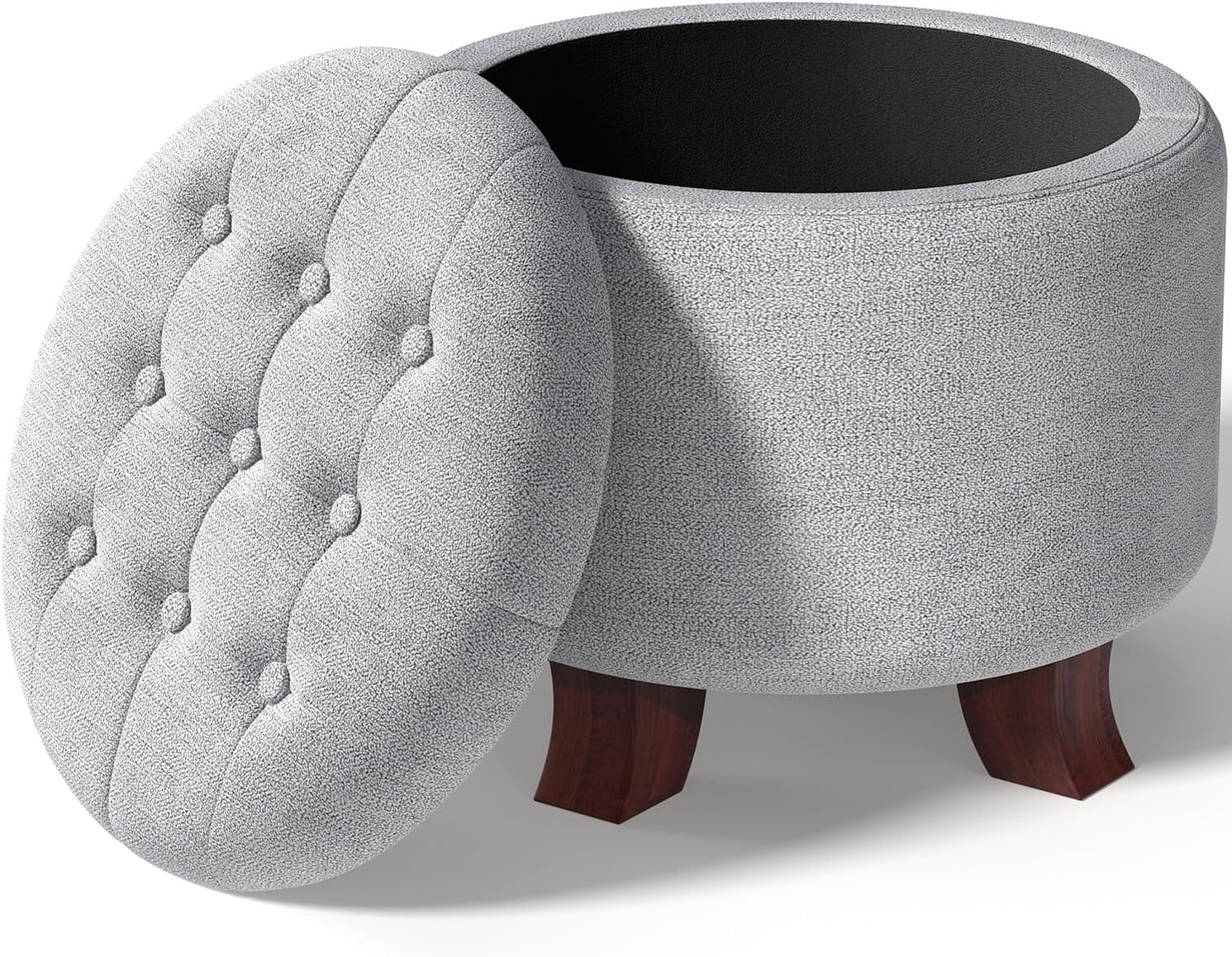 Ottoman,Round Foot Rest Stool, Upholstered Small Ottoman Chair with ...