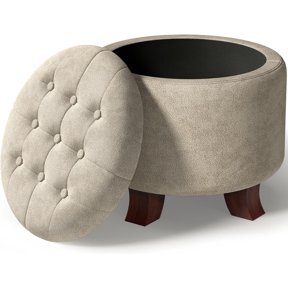 Costway Reversible Grey Storage Ottoman Footrest / Footstool with Tray ...