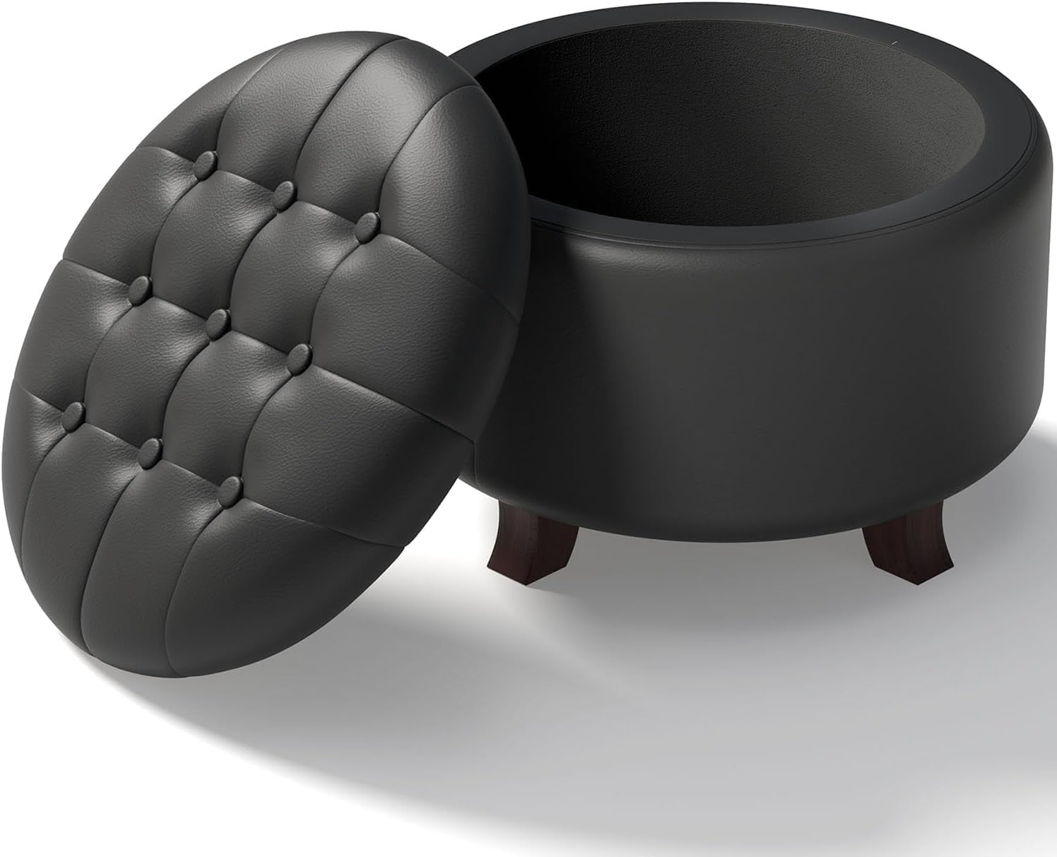 Ottoman,Round Leather Foot Rest Stool, Upholstered Large Ottoman Chair ...