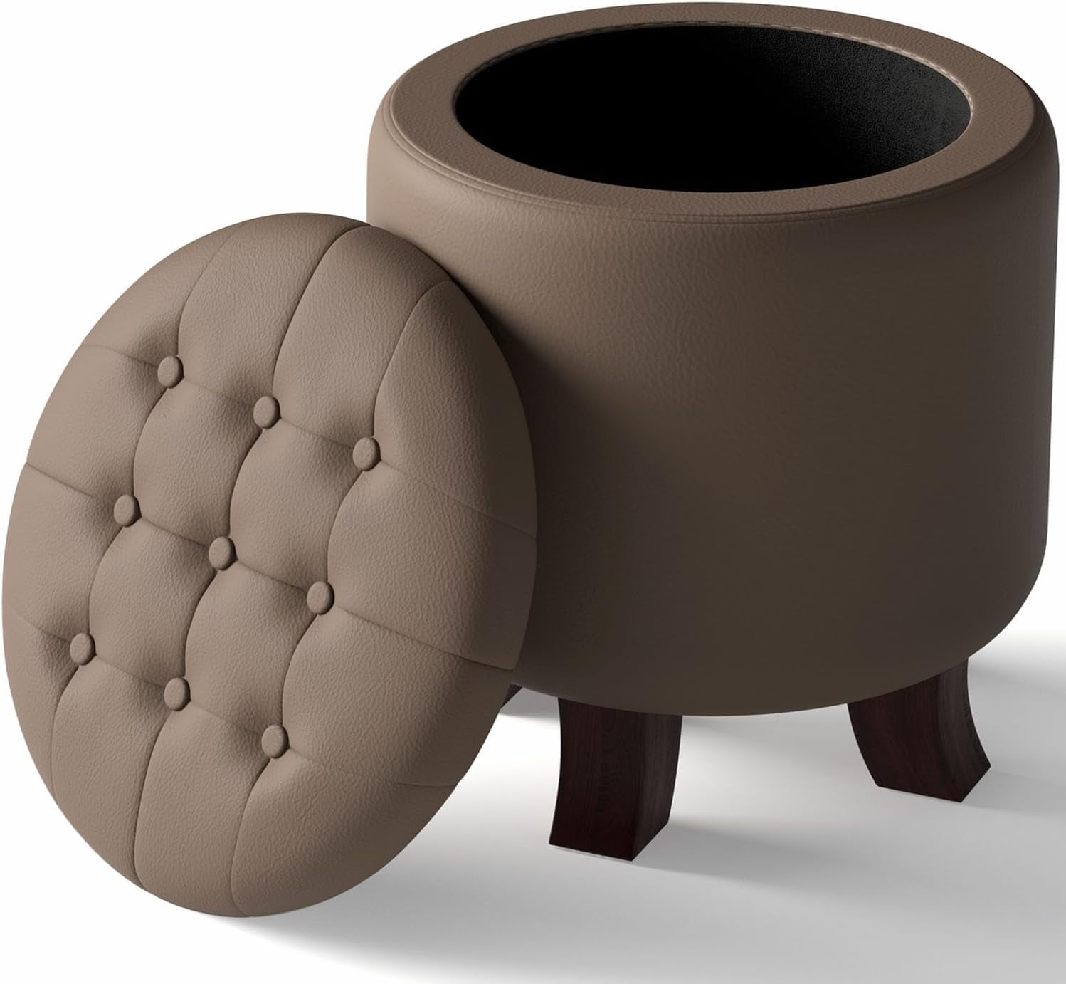 Ottoman,Round Leather Foot Rest Stool, Upholstered Small Ottoman Chair ...
