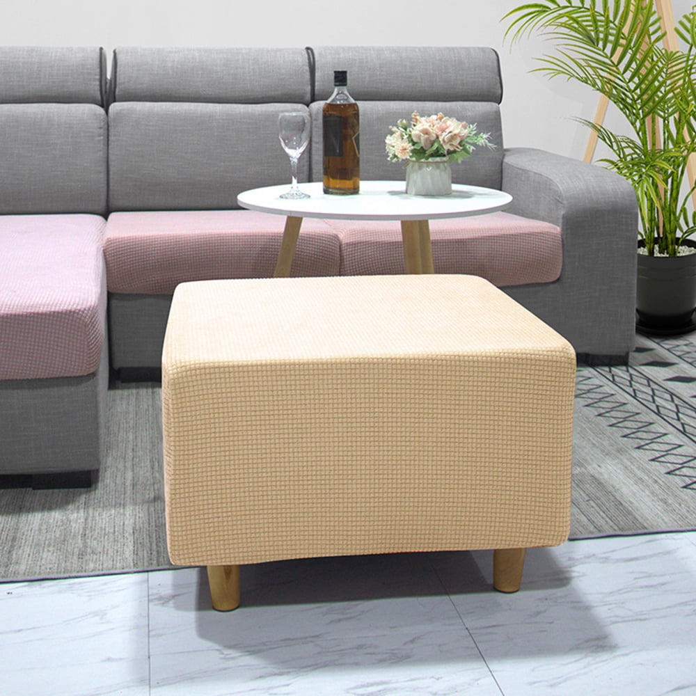 Ottoman Stool Cover Furniture Protector Covers Square Elastic Footstool ...