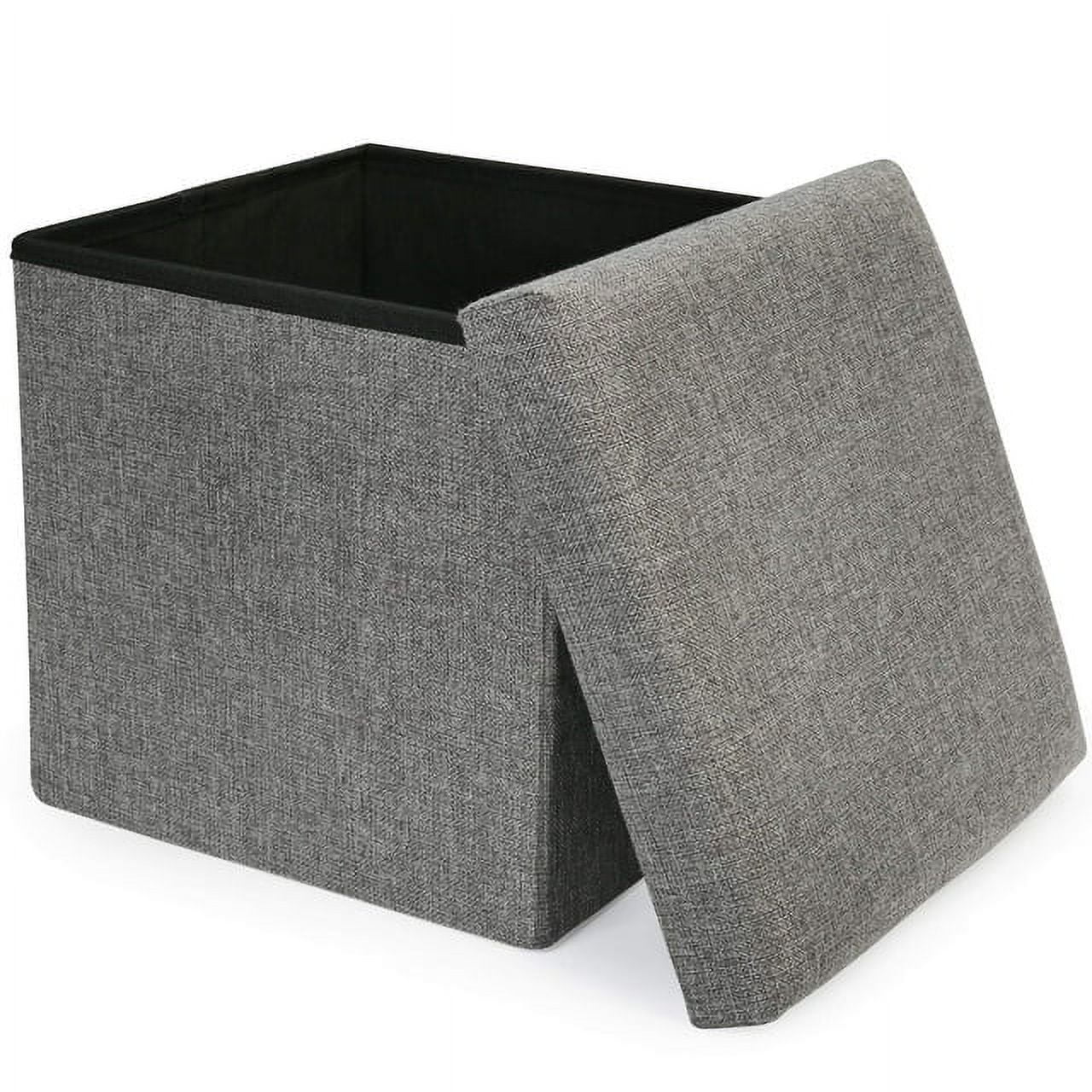 LotFancy 13.2'' Collapsible Ottoman Storage, Foldable Footstool, Linen ...