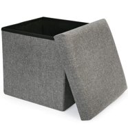 Folding Storage Ottoman Cube Velvet Tufted Space-Saving Toy Box Foot ...