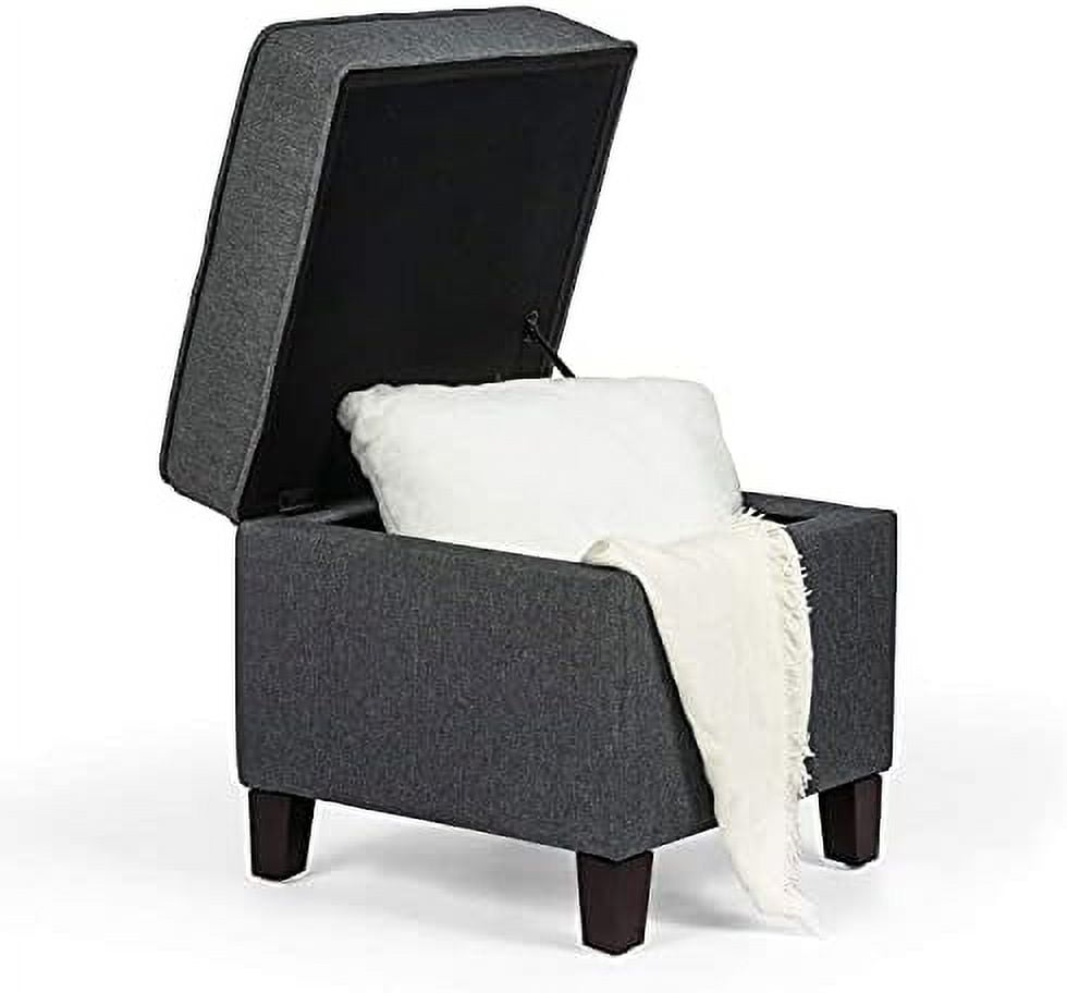Ottoman with Storage, 17Inch High Fabric Foot Stools Ottoman for Living Room, Upholstered Square ...