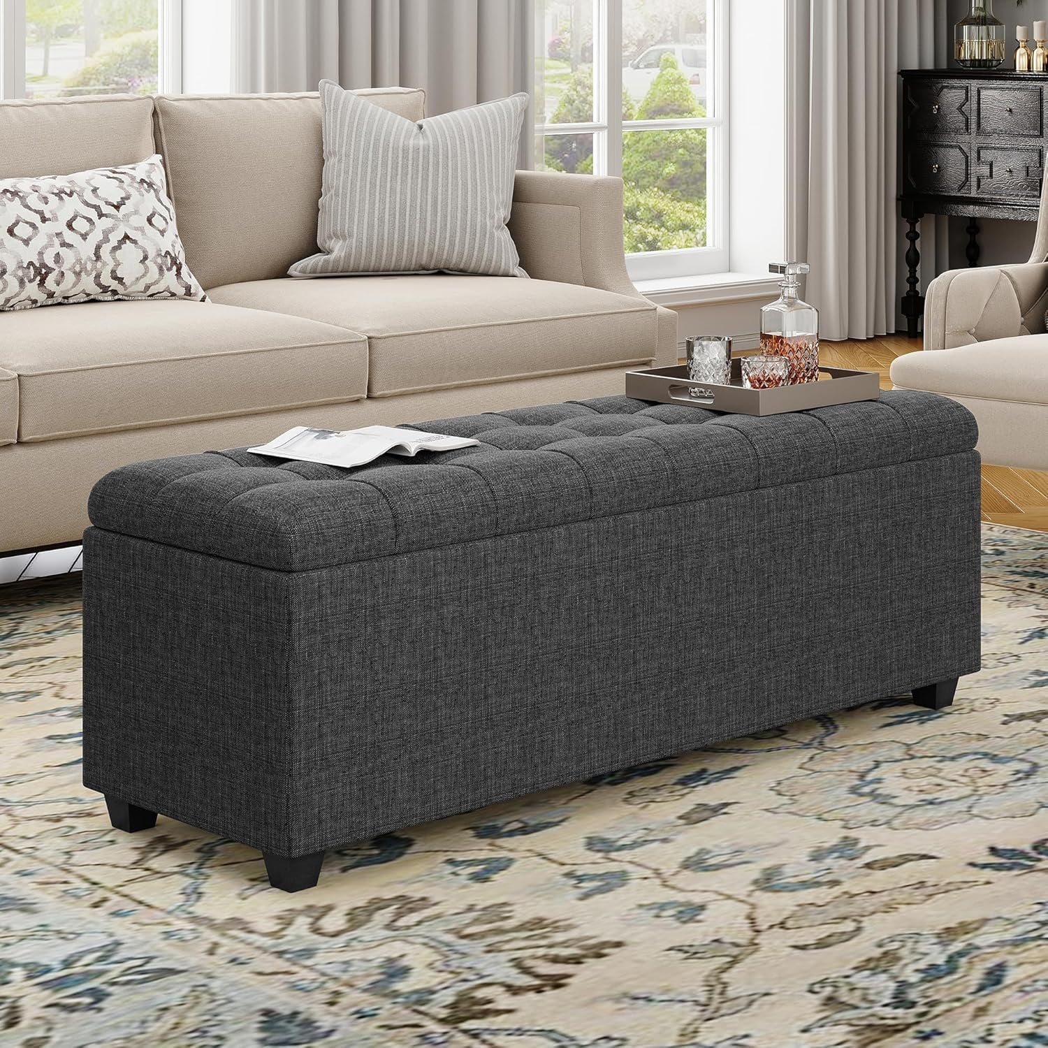 Ottoman with Storage 38 inches, Furniture End of Bed Storage Benches ...